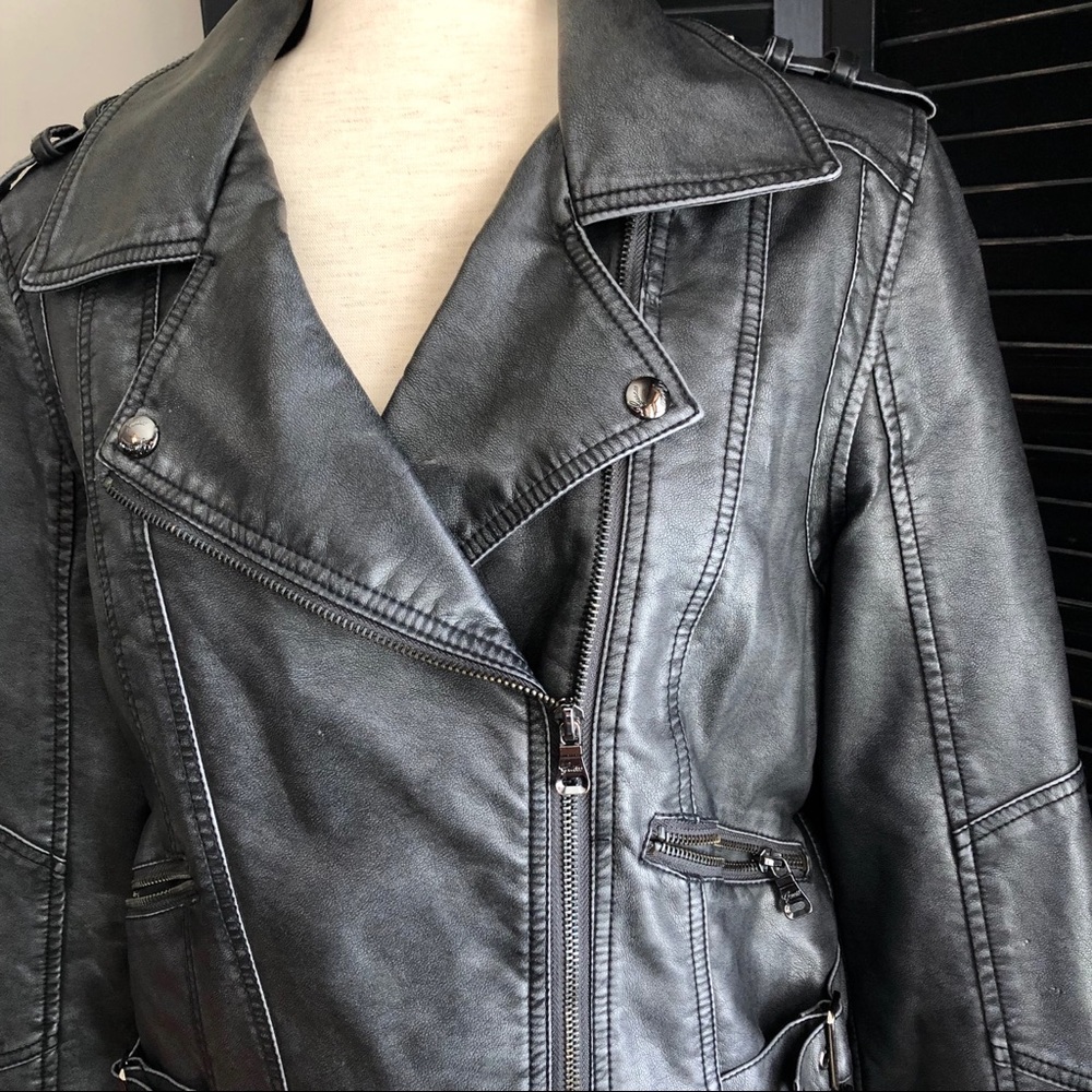 Guess Vegan Leather Moto Jacket - Gem